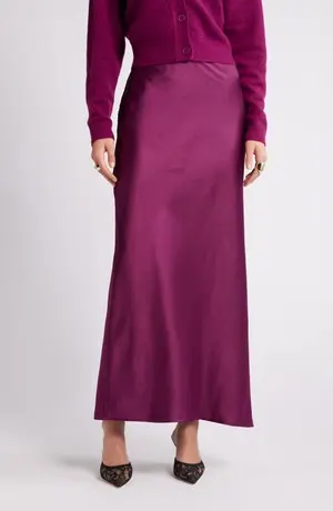 OPEN EDIT Bias Cut Maxi Skirt - Purple Magenta