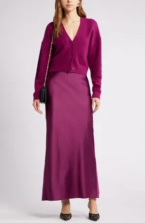 OPEN EDIT Bias Cut Maxi Skirt - Purple Magenta