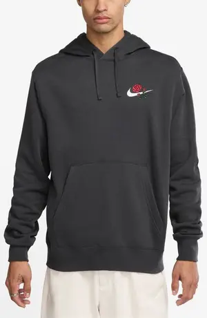 Nike Sportswear Club Embroidered Rose Swoosh Pullover Hoodie