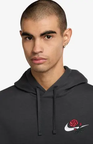Nike Sportswear Club Embroidered Rose Swoosh Pullover Hoodie