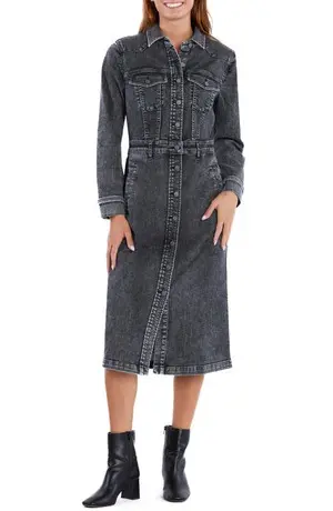 Wash Lab Denim Long Sleeve Day Dresses