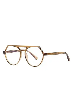 FIFTH & NINTH Carter Round Blue Light Blocking Eyeglasses - Brown / Clear