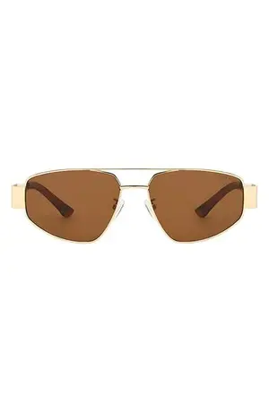FIFTH & NINTH 58mm Polarized Aviator Sunglasses - Gold / Brown
