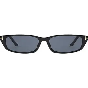 FIFTH & NINTH Lana Rectangular Sunglasses - Black / Black
