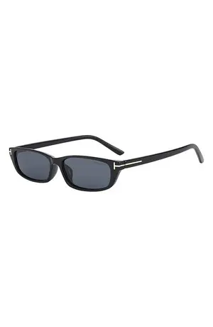 FIFTH & NINTH Lana Rectangular Sunglasses - Black / Black