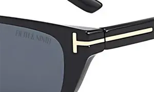 FIFTH & NINTH Lana Rectangular Sunglasses - Black / Black