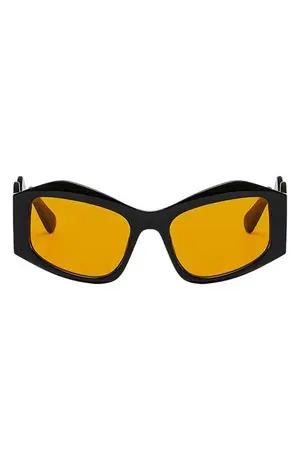 FIFTH & NINTH Jade Polarized Rectangular Sunglasses - Black / Orange