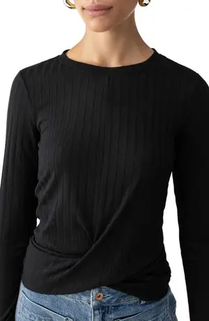 Sanctuary Twist Front Rib Knit Top