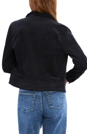 WASH LAB DENIM Crop Corduroy Jacket - Sleek Black