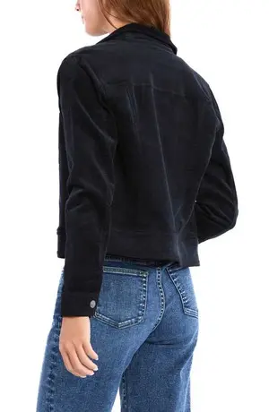 WASH LAB DENIM Crop Corduroy Jacket - Sleek Black