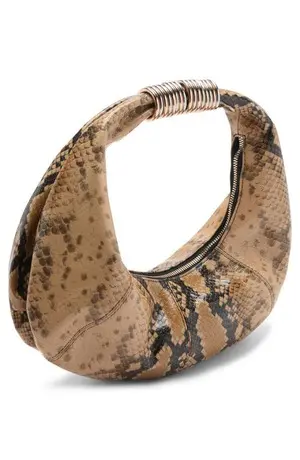 Mango Kira Snakeskin Embossed Leather Shoulder Bag