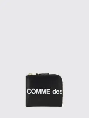 Comme Des Garçons Leather Wallet With Contrasting Logo And Zip Closure - Black
