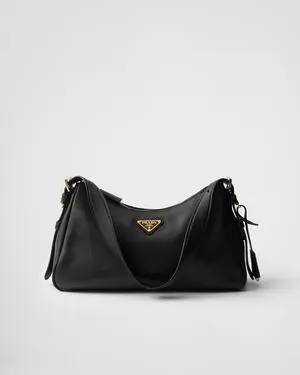 Prada Aimée Medium Leather Shoulder Bag - Black