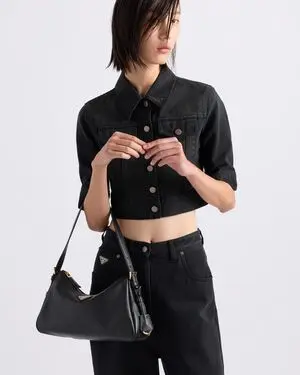 Prada Aimée Medium Leather Shoulder Bag - Black
