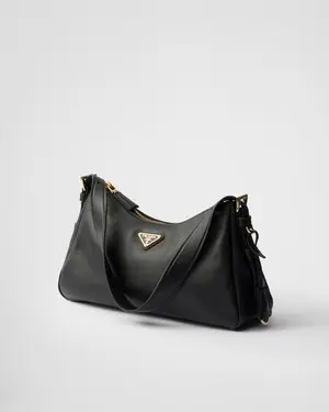 Prada Aimée Medium Leather Shoulder Bag - Black
