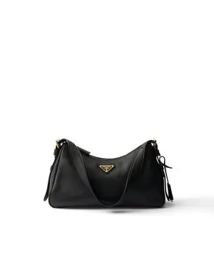 Prada Aimée Medium Leather Shoulder Bag - Black
