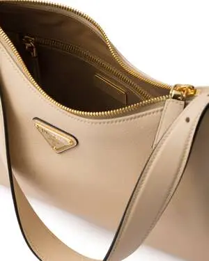 Prada Aimée Medium Leather Shoulder Bag - Neutral