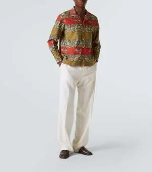 BODE Tennis Court Printed Cotton And Silk Shirt