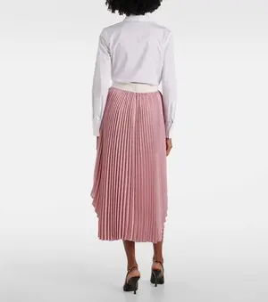 Stella McCartney Leather-trimmed Plisse Maxi Skirt