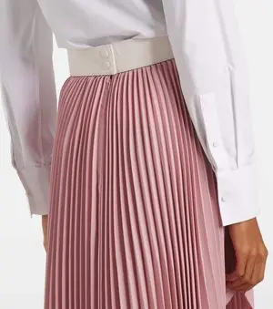 Stella McCartney Leather-trimmed Plisse Maxi Skirt