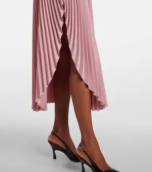 Stella McCartney Leather-trimmed Plisse Maxi Skirt