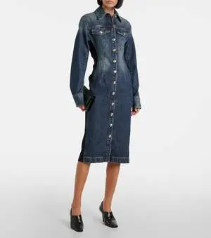 Sportmax Fiorito Denim Midi Shirt Dress