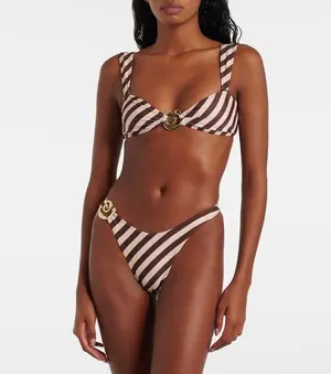 SAME Spiral Striped Bikini Bottom - Brown