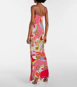 Emilio Pucci Orchidee Silk Crepe De Chine Maxi Dress