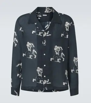 BODE Football Silhouette Printed Linen Shirt