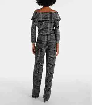 Norma Kamali Pleated Wide-leg Plaid Pants