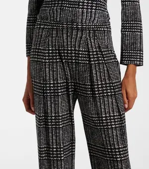 Norma Kamali Pleated Wide-leg Plaid Pants