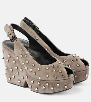 Clergerie Davina Embellished Suede Peep-toe Pumps