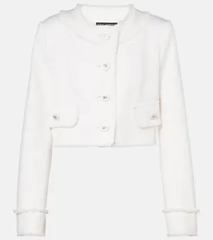 Dolce & Gabbana Cropped Wool-blend Tweed Jacket - White