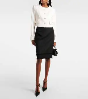 Dolce & Gabbana Cropped Wool-blend Tweed Jacket - White