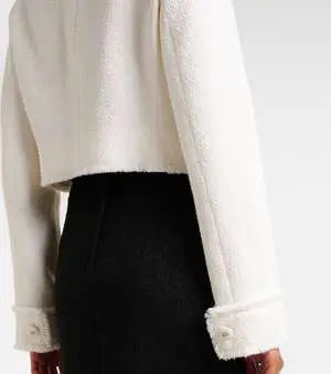 Dolce & Gabbana Cropped Wool-blend Tweed Jacket - White
