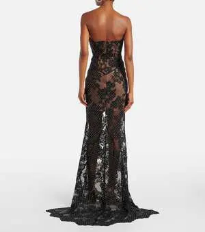 SELF-PORTRAIT Embellished Sheer Lace Gown
