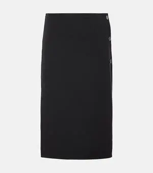 COURREGES Courrèges Wool-blend Midi Skirt - Black
