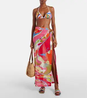 Emilio Pucci Orchidee Cotton Muslin Beach Cover-up