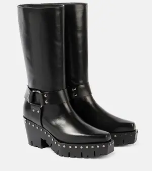 JIMMY CHOO Quinn 75 Studded Leather Boots