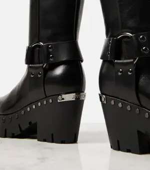 JIMMY CHOO Quinn 75 Studded Leather Boots