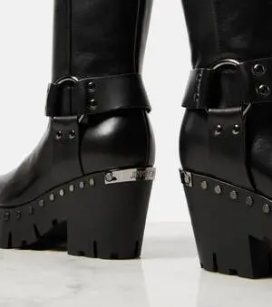 JIMMY CHOO Quinn 75 Studded Leather Boots