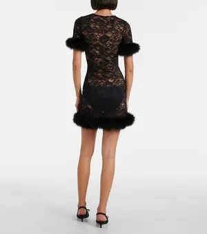 Oseree O-lover Feather-trimmed Minidress