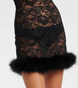 Oseree O-lover Feather-trimmed Minidress