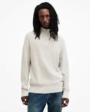 ALLSAINTS AllSaints Aspen Funnel Neck Ram's Wool Sweater Pale Grey Marl