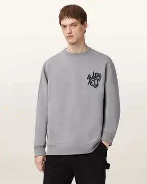 ALLSAINTS Orlando Oversized Crew Neck Sweatshirt - Grey
