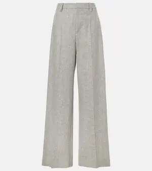 Brunello Cucinelli Wool And Cashmere Flannel Wide-leg Pants
