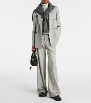 Brunello Cucinelli Wool And Cashmere Flannel Wide-leg Pants