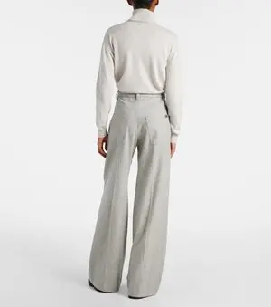 Brunello Cucinelli Wool And Cashmere Flannel Wide-leg Pants