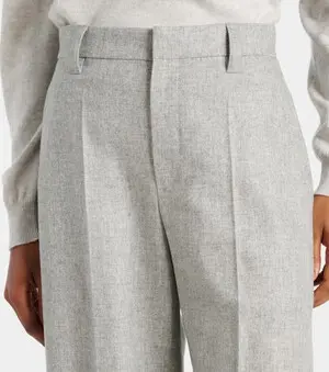 Brunello Cucinelli Wool And Cashmere Flannel Wide-leg Pants