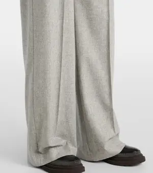 Brunello Cucinelli Wool And Cashmere Flannel Wide-leg Pants
